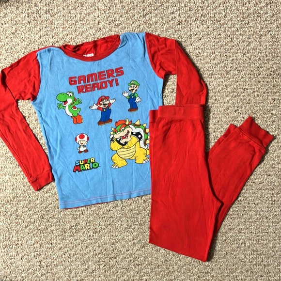 Nintendo | Pajamas | Mario Nintendo Kids Pajamas Red And Blue | Poshmark